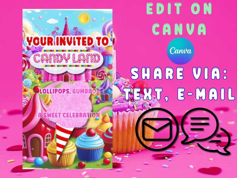 Editable Animated Candyland Birthday Invite, Video Invitation, Kids ...