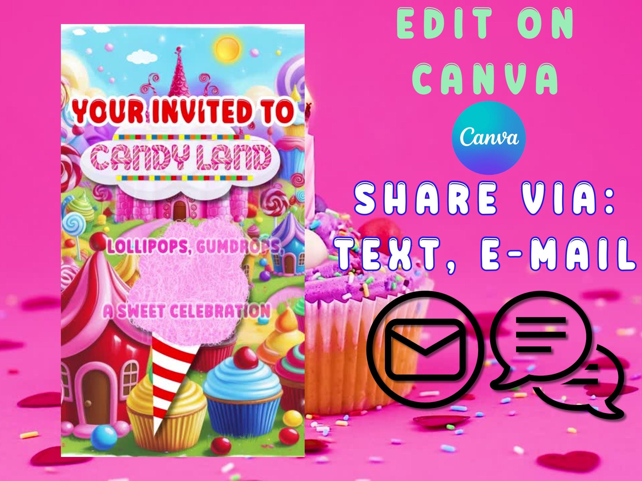 Editable Animated Candyland Birthday Invite, Video Invitation, Kids ...