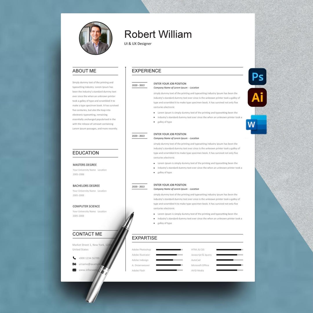 Professional ATS Resume Template Modern CV Single Column (google Docs ...