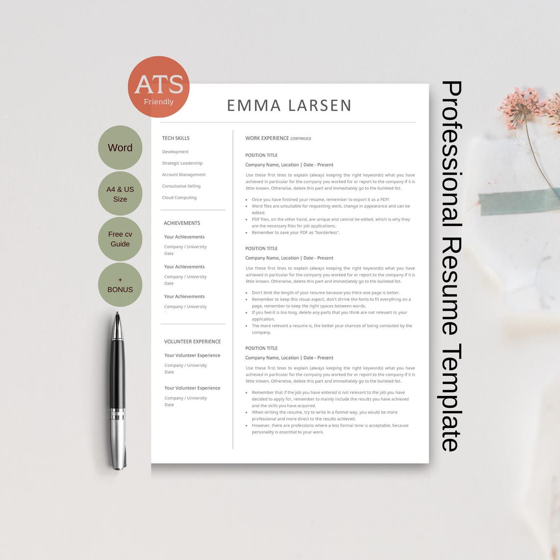 ATS Resume Template | Ats Friendly Resume | Modern ATS Friendly Resume ...