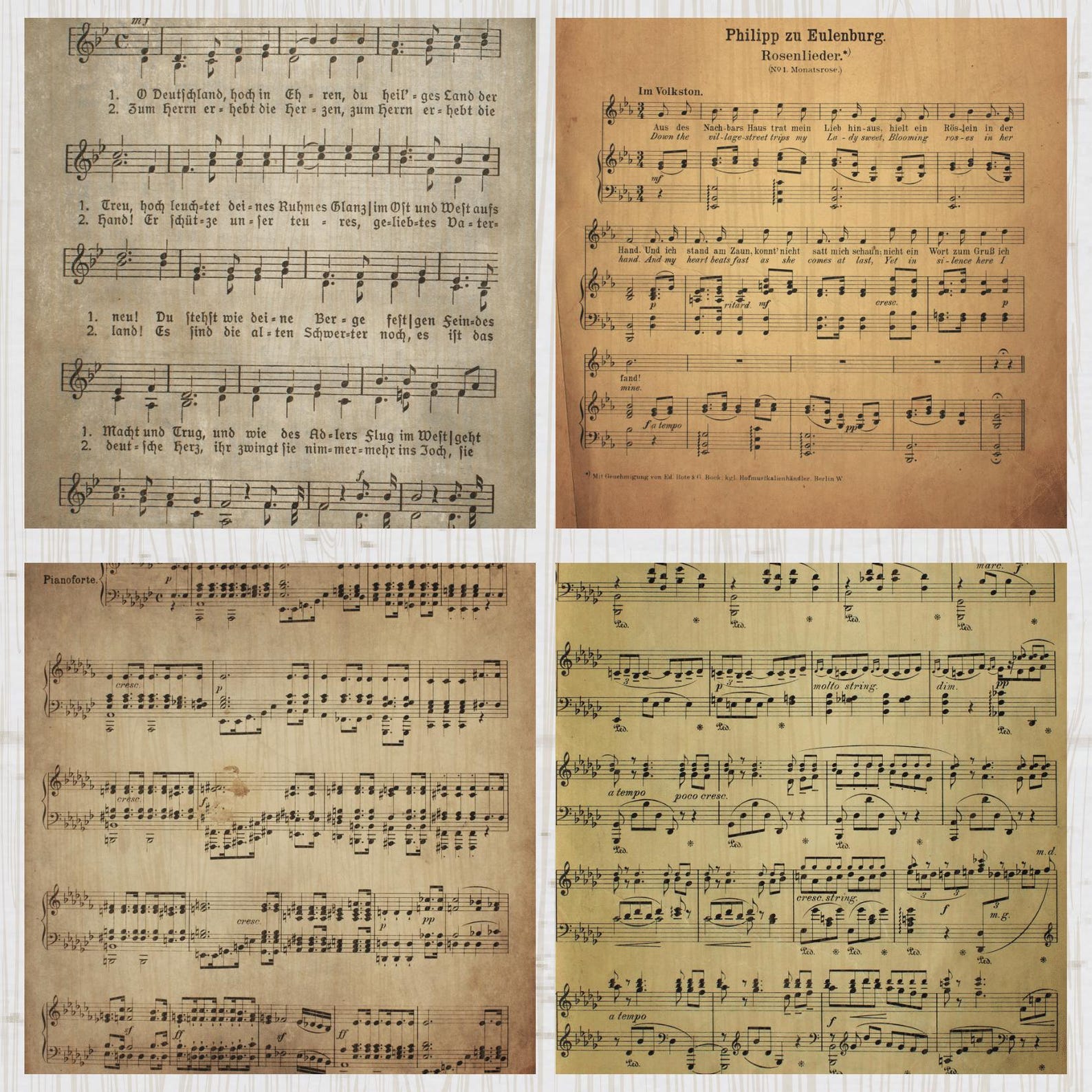 Vintage Music Digital Paper, Old Sheet Music Printable Ephemera Antique ...