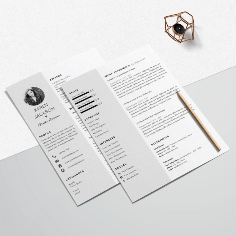 Modern Resume Template for Google Docs - Professional 1 Page CV ...