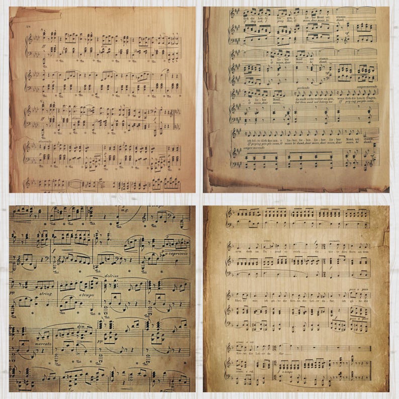 Vintage Music Digital Paper, Old Sheet Music Printable Ephemera Antique ...
