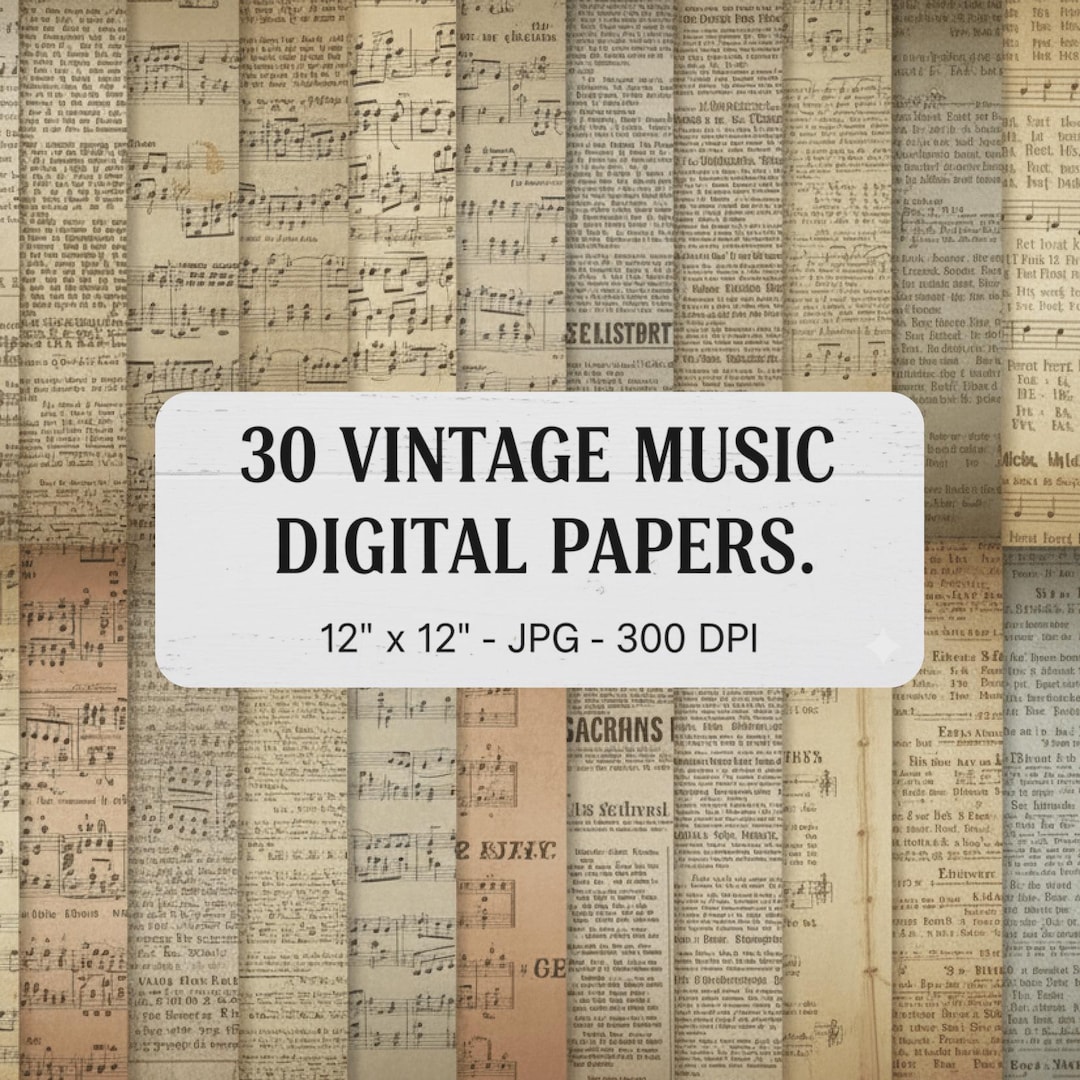 Vintage Music Digital Paper, Old Sheet Music Printable Ephemera Antique ...