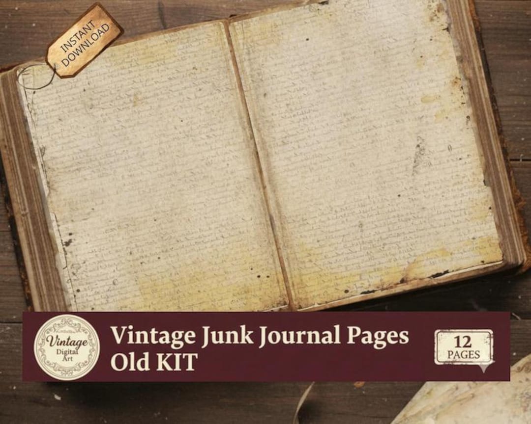 Vintage Ephemera Blank Lined Paper Pack | Aged Book Pages & Old Writing ...