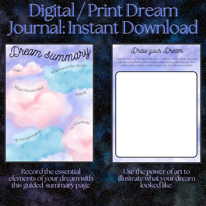 Digital/printable Dream Journal/notebook | Dream Tracking, Analysis ...