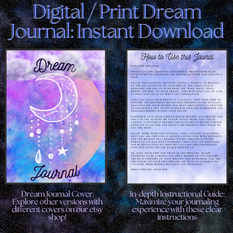 Digital/printable Dream Journal/notebook | Dream Tracking, Analysis ...