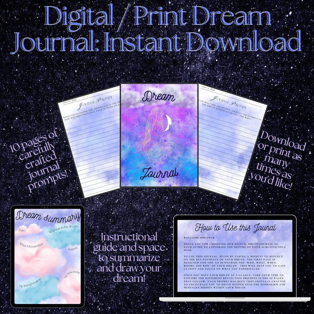 Digital/printable Dream Journal/notebook | Dream Tracking, Analysis ...