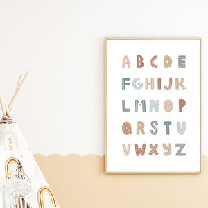 Boho ABC Print, Alphabet Poster, Muted ABC Poster, Fun Woodland ABC ...