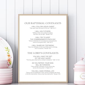 Printable LDS Baptism Covenants Poster, Book Mormon Missionary Gift ...