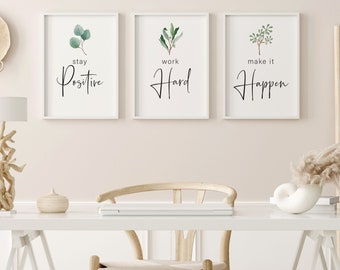 Gold Stay Positive Work Hard Make It Happen Printable Art - Etsy