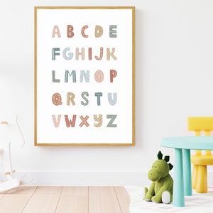 Boho ABC Print, Alphabet Poster, Muted ABC Poster, Fun Woodland ABC ...