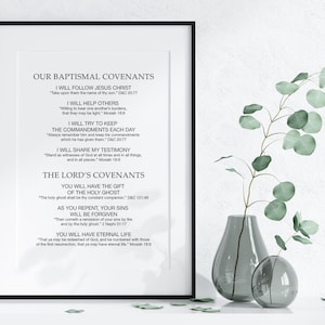 Printable LDS Baptism Covenants Poster, Book Mormon Missionary Gift ...