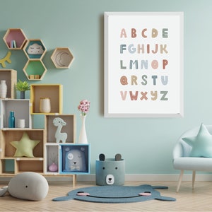 Boho ABC Print, Alphabet Poster, Muted ABC Poster, Fun Woodland ABC ...