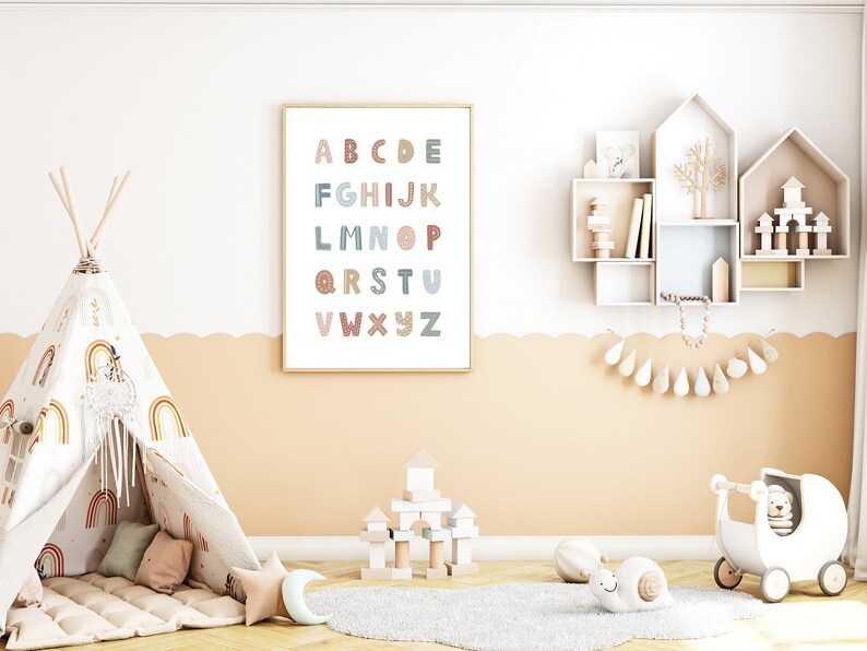 Boho ABC Print, Alphabet Poster, Muted ABC Poster, Fun Woodland ABC ...