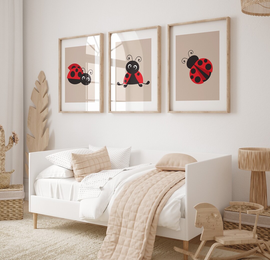 Printable Ladybug Wall Art Decor Set of 3. Contemporary Red - Etsy