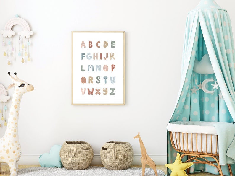 Boho ABC Print, Alphabet Poster, Muted ABC Poster, Fun Woodland ABC ...