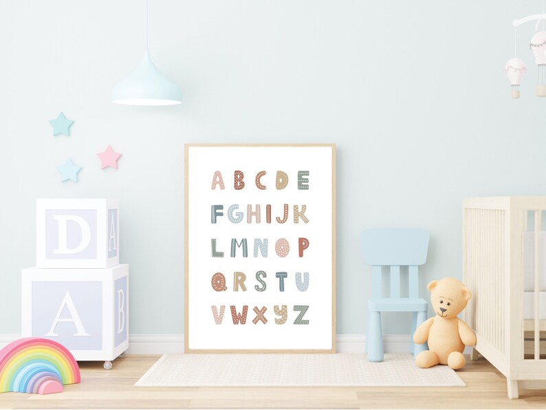Boho ABC Print, Alphabet Poster, Muted ABC Poster, Fun Woodland ABC ...