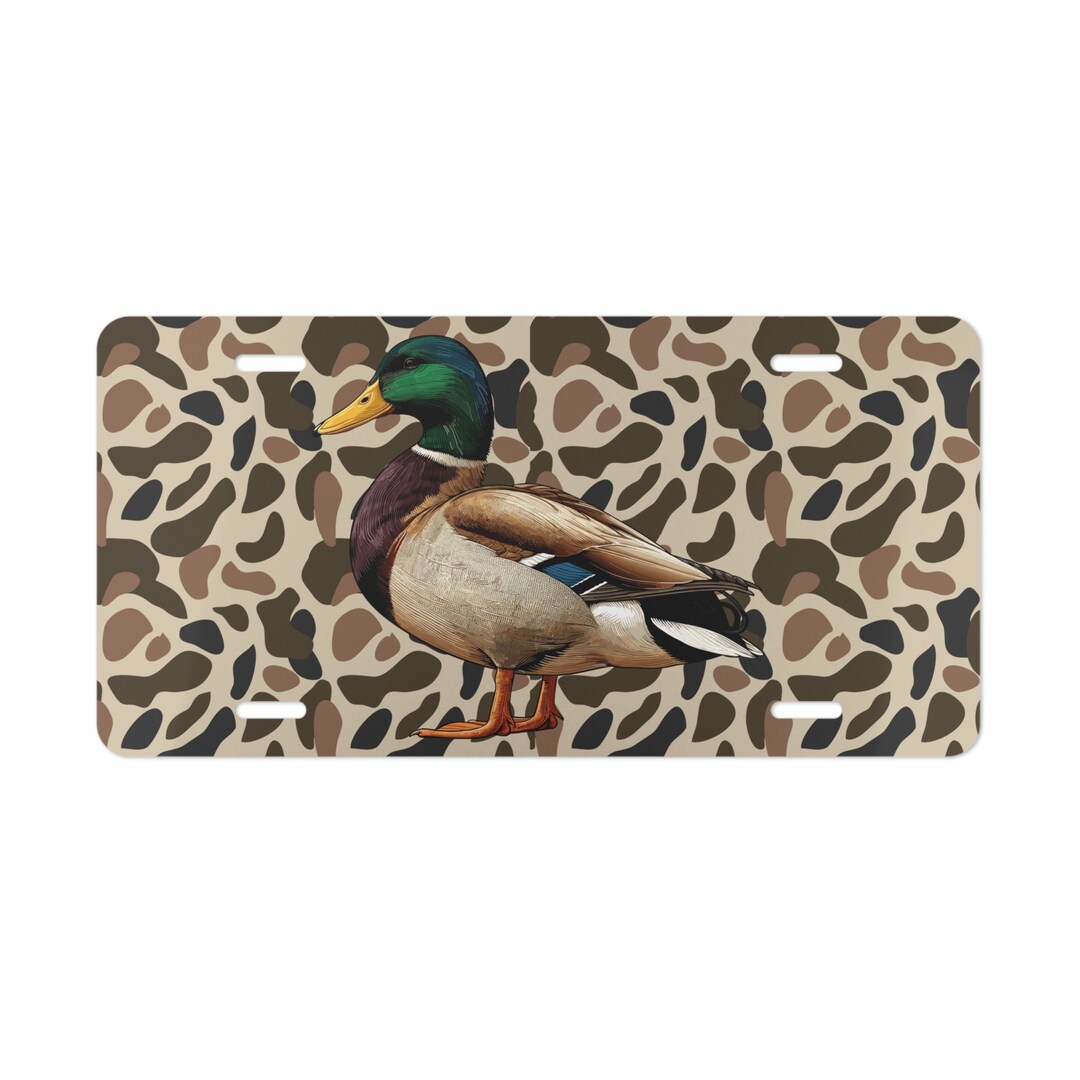 Old School Camo Mallard Duck Vanity Plate/old School Duck Hunting ...