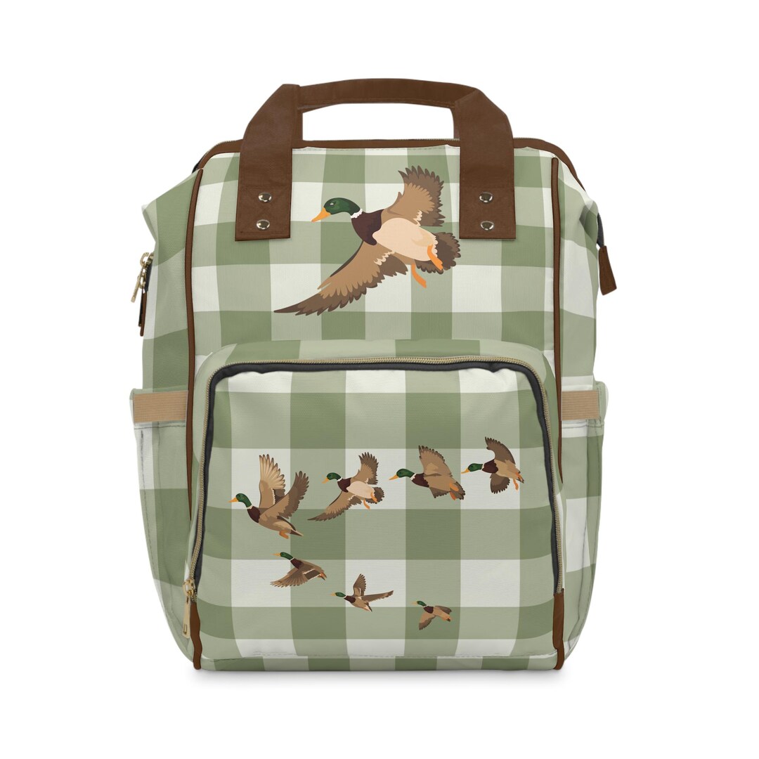 Mallard Duck Green Check Backpack/duck Hunter Multifunctional Diaper ...
