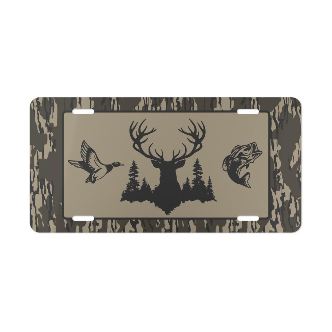 Tree Camo Hunting License Plate: Duck, Deer, Fish Vehicle Tag - Etsy