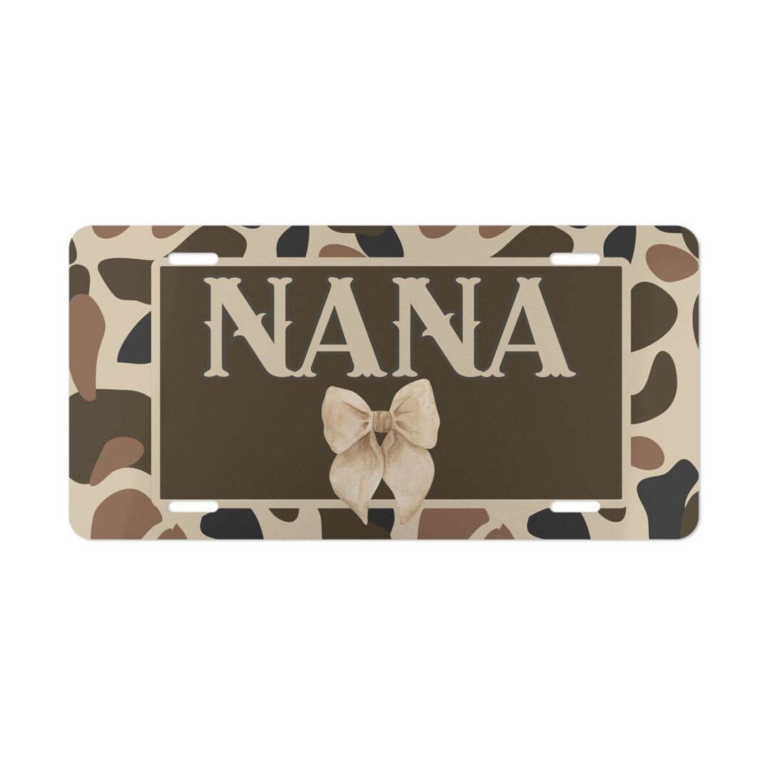 Camo "nana" Vanity Plate/grandma Coquette Hunting License Plate/country ...