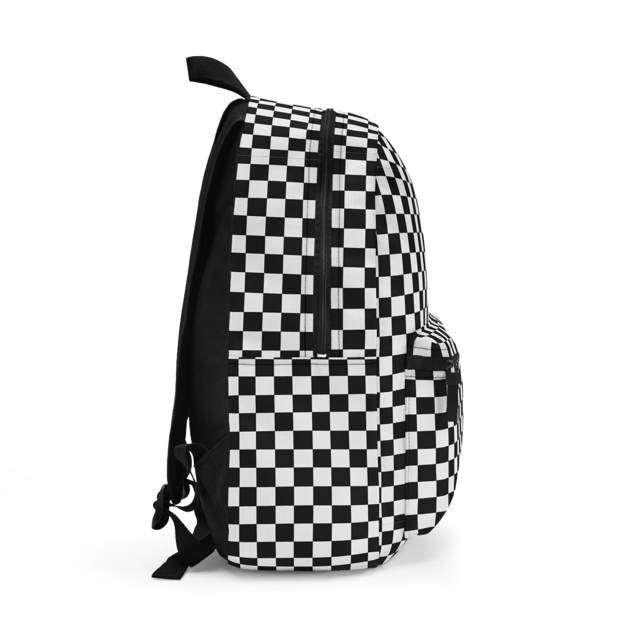 Trendy Black and White Check Print Bookbag/preppy School Backpack ...