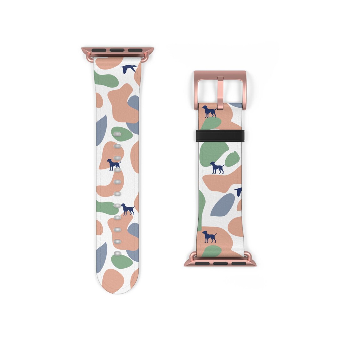 Dixie Spring Camo Apple Watch Band; Vegan Leather Duck and Hunting Dog ...