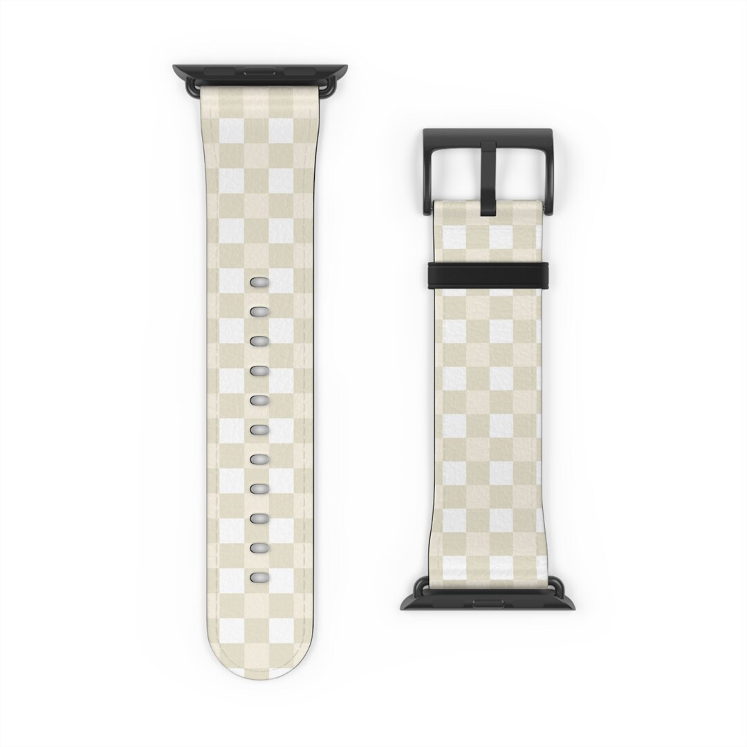 Tan Checkered Apple Watch Band/neutral Color Watch Strap/38mm 40mm 41mm ...