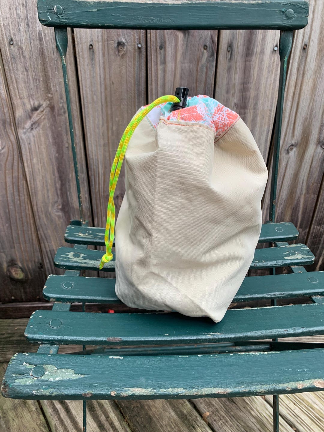 Drawstring Bag (from Old Sail Tube Bag) - Tan Opti Sail Bag, Feather ...