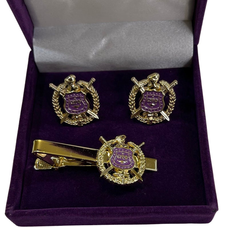 Omega Psi Phi Cuff Links and Tie Clip Formal Attire Purple and Gold ...
