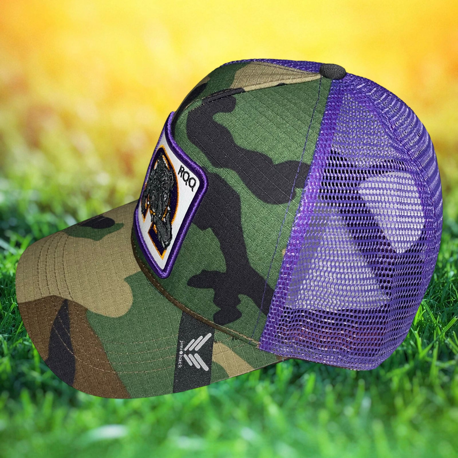 Omega Psi Phi RQQ | Camouflage Trucker Hat| Camo and Purple Snap Back ...
