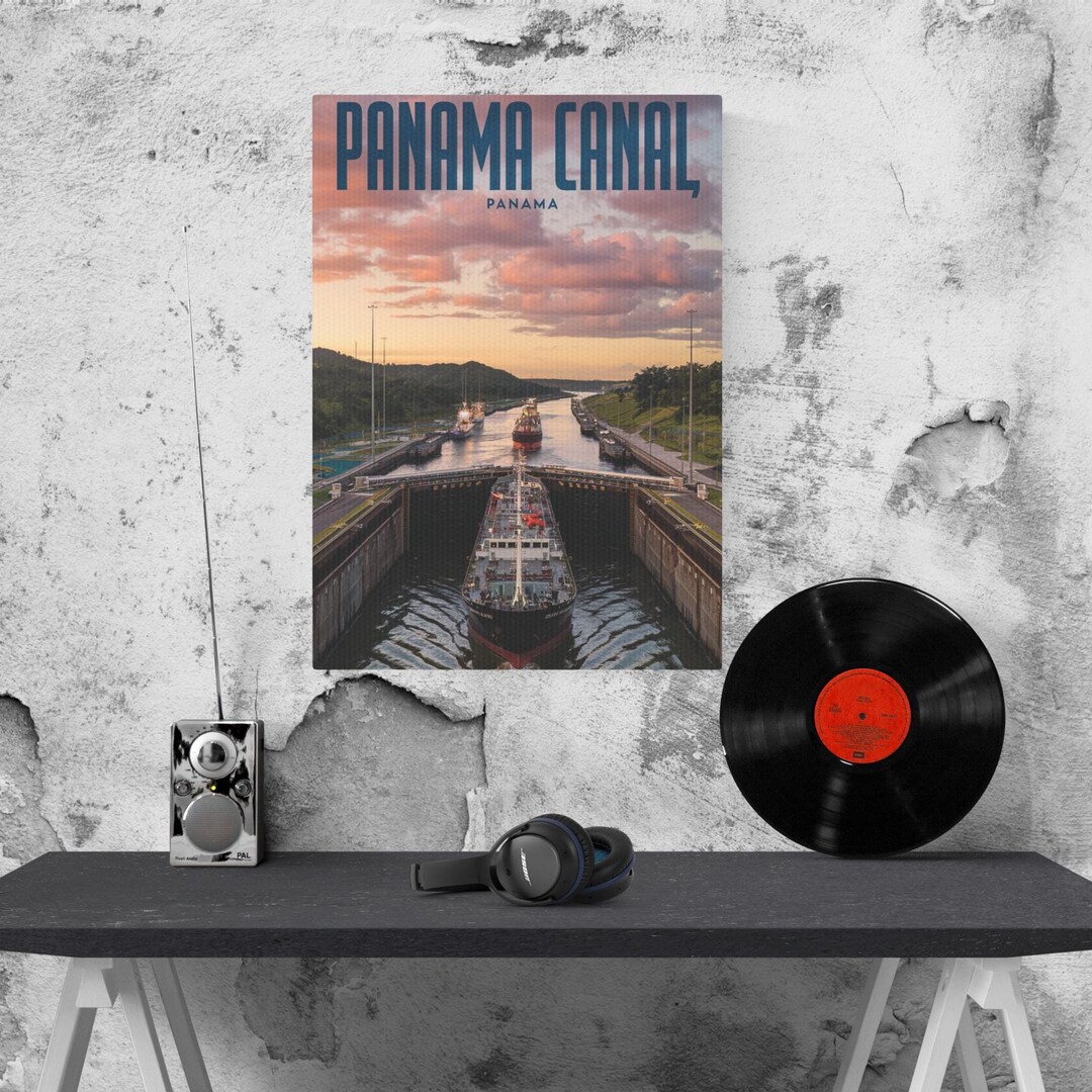 Canvas Photo Tile - Panama Canal Poster, Ceramic Wall Art, Vintage Wall ...