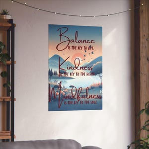 Nature Landscape Quote Poster, Balance Kindness Mindfulness Wall Art ...