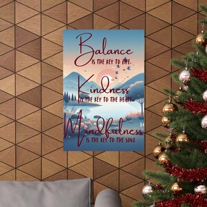 Nature Landscape Quote Poster, Balance Kindness Mindfulness Wall Art ...