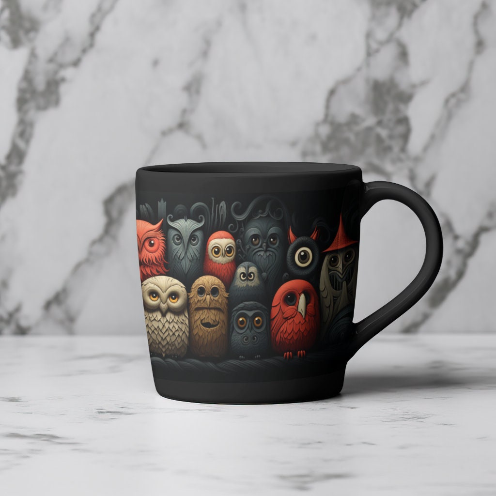 Whimsical Owls Ceramic Mug With Charming Illustration - Etsy