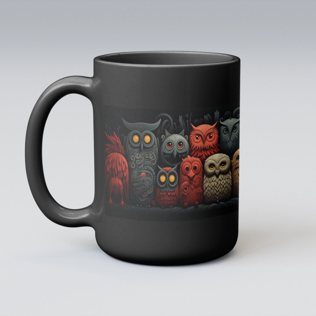 Whimsical Owls Ceramic Mug With Charming Illustration - Etsy
