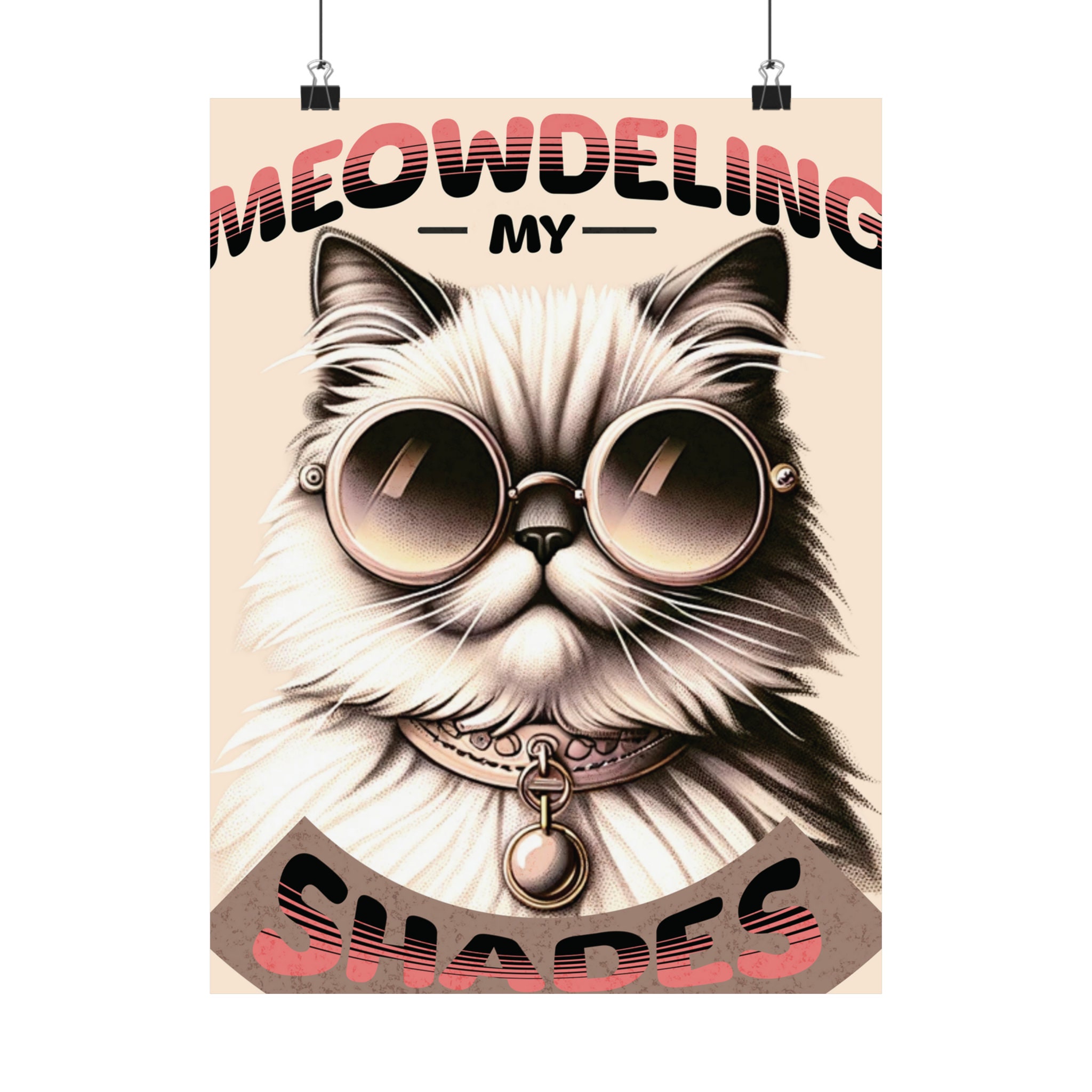 Cool Cat Poster, Sunglasses Wall Art, Meowdeling Decor, Grumpy Cat Gift ...