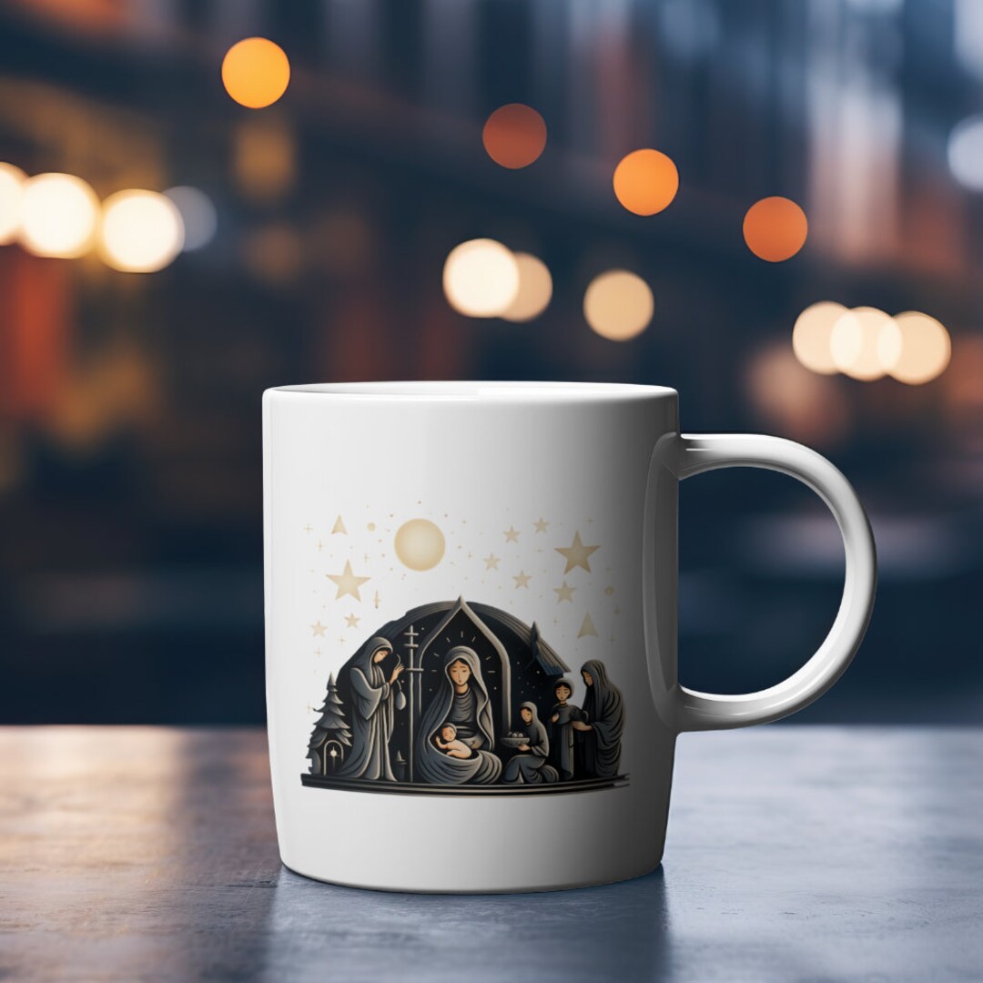 Nativity Scene Merry Christmas 11oz Ceramic Mug Festive Holiday Coffee ...