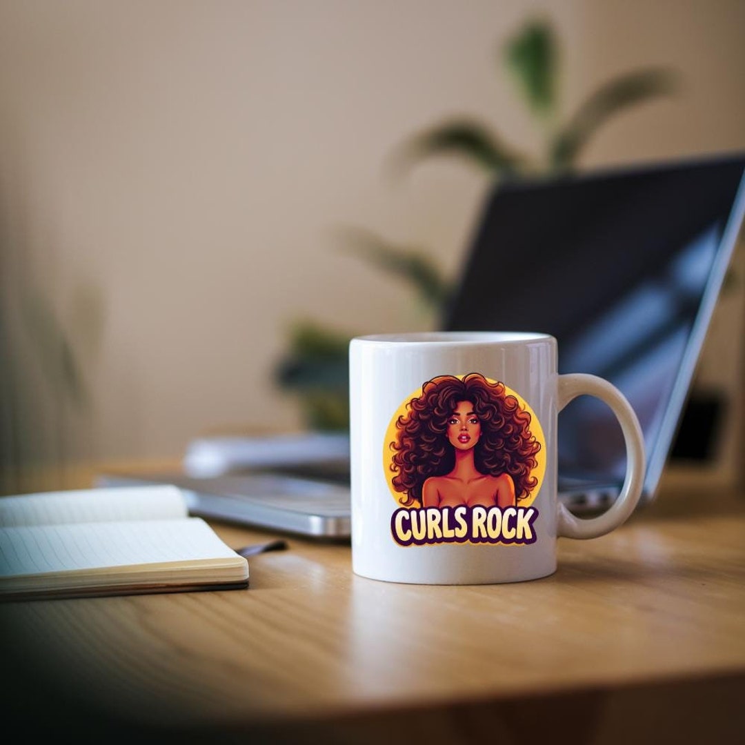 Curls Rock Ceramic Mug: Natural Hair Lover Gift - Etsy