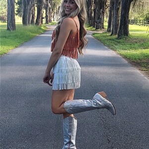 Rhinestone Fringe Crop Top - Etsy