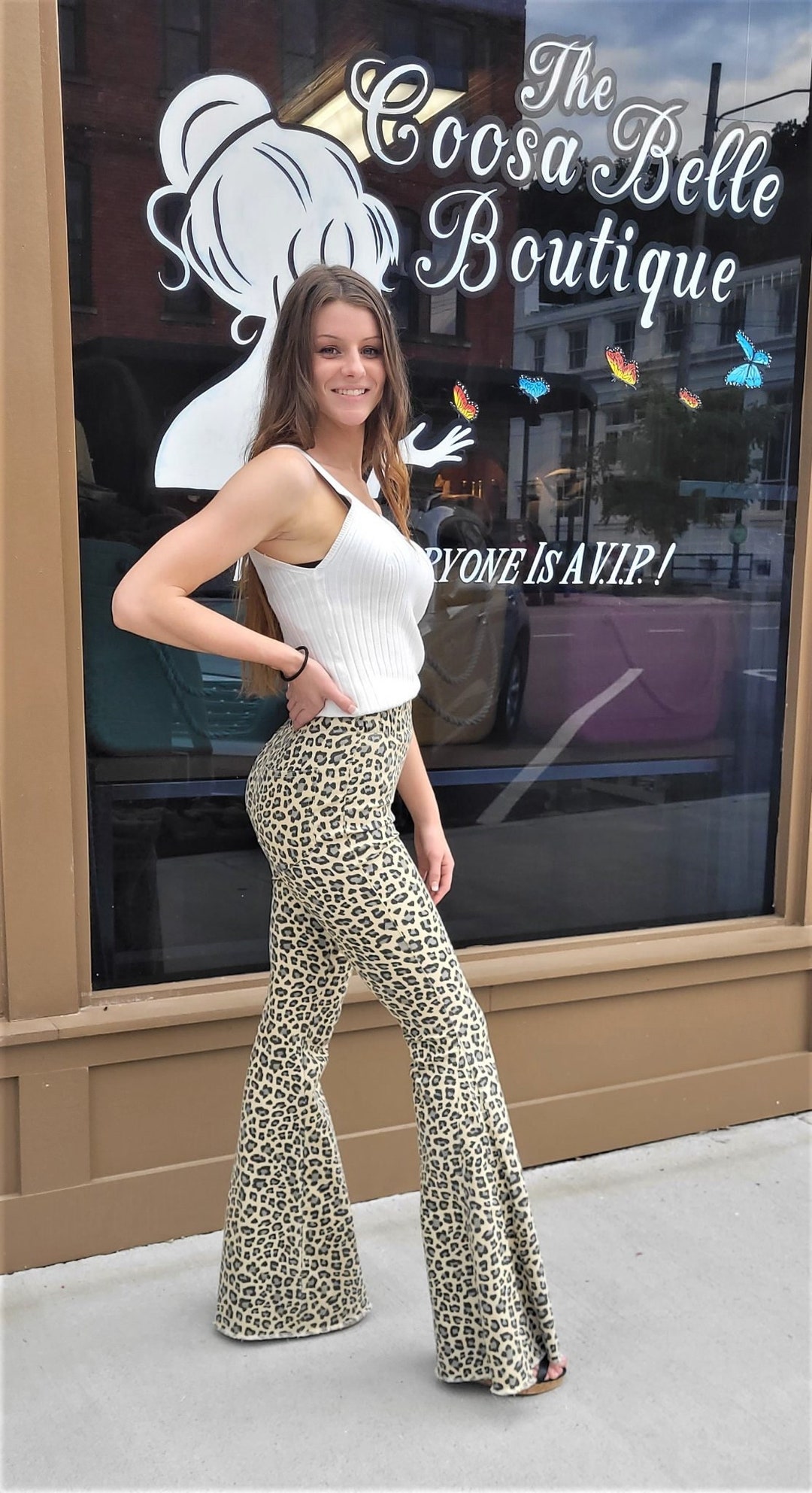 Leopard Print Pull on Flares - Etsy