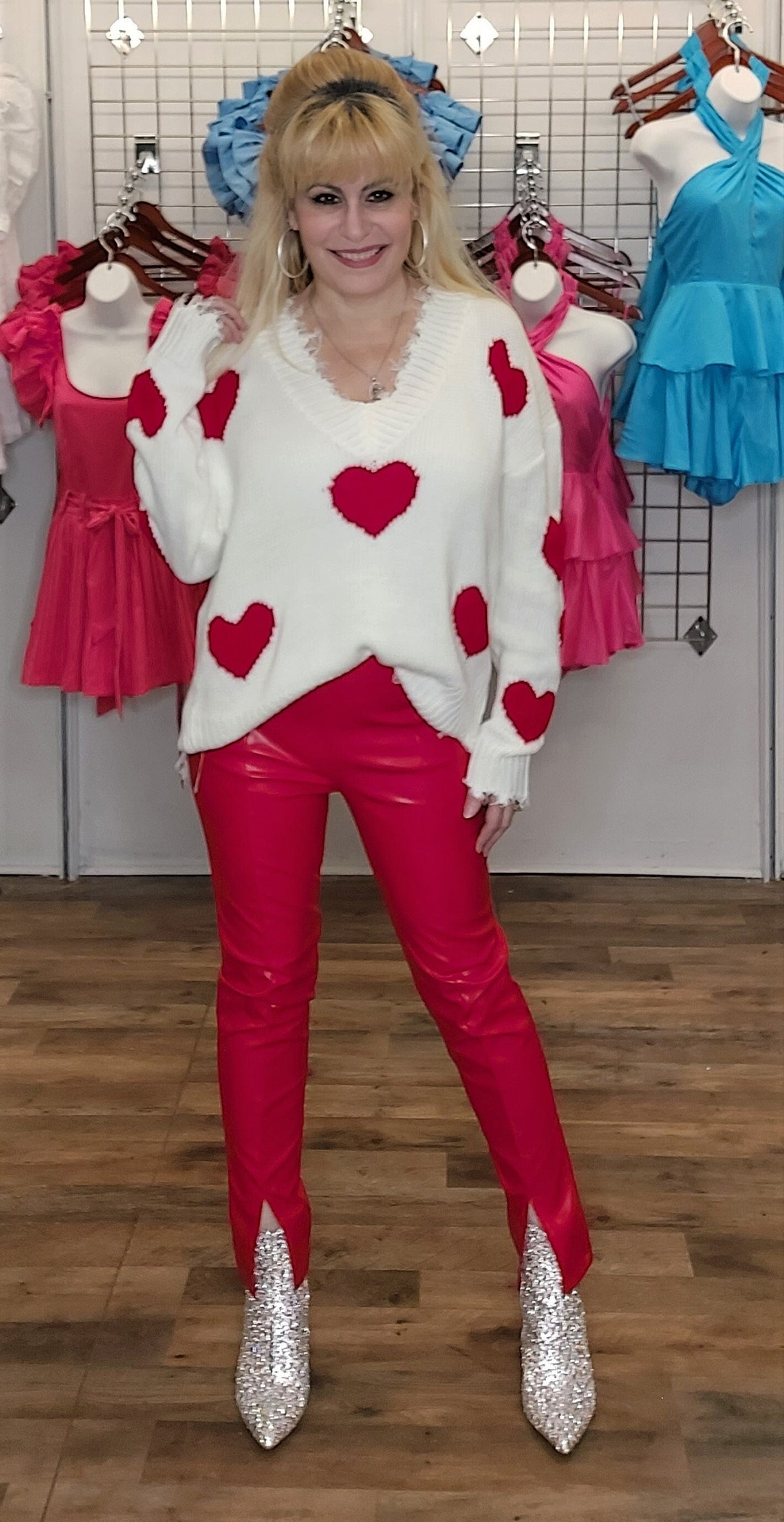 Red Heart Frayed Edges Sweater - Etsy