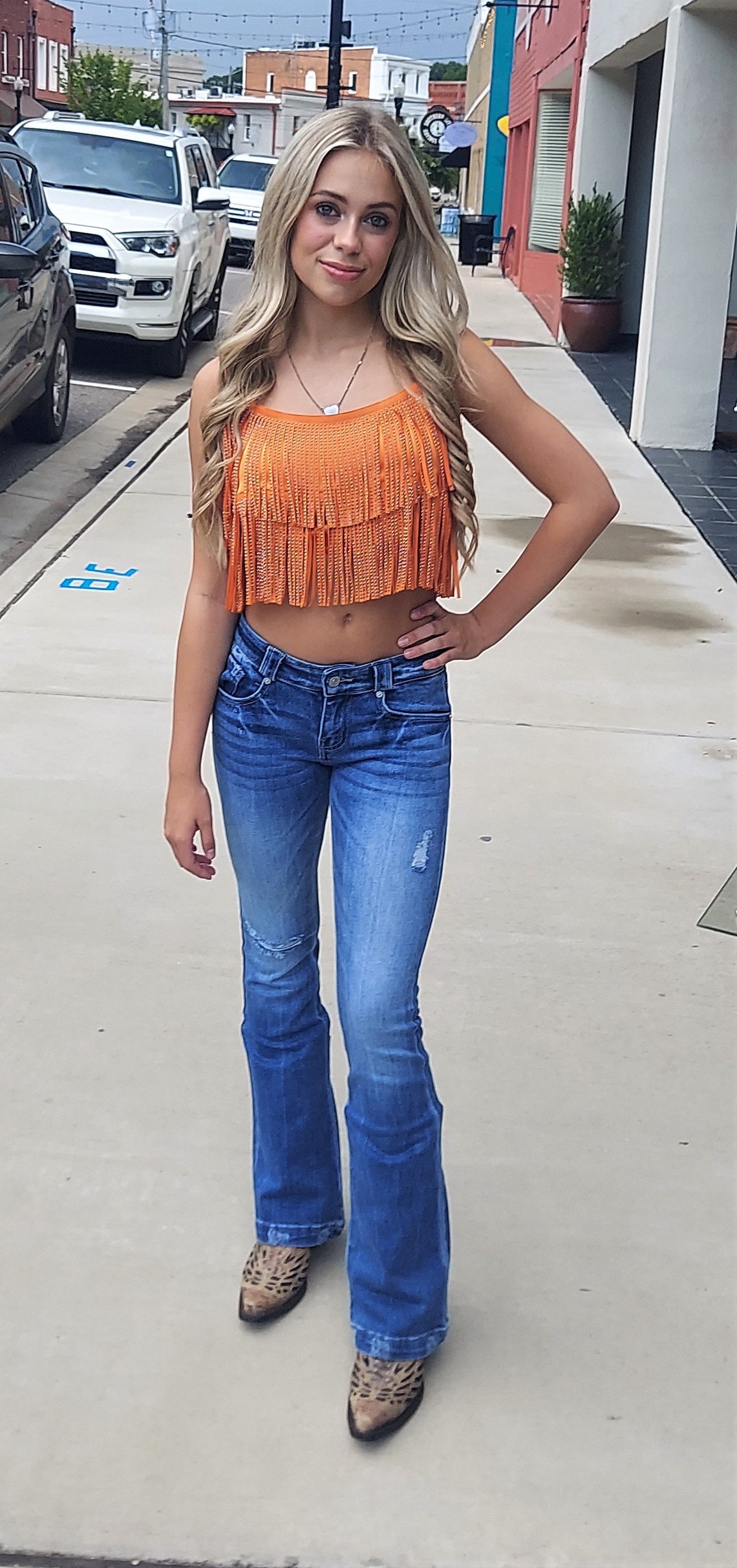 Rhinestone Fringe Crop Top - Etsy