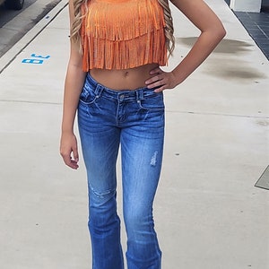 Rhinestone Fringe Crop Top - Etsy