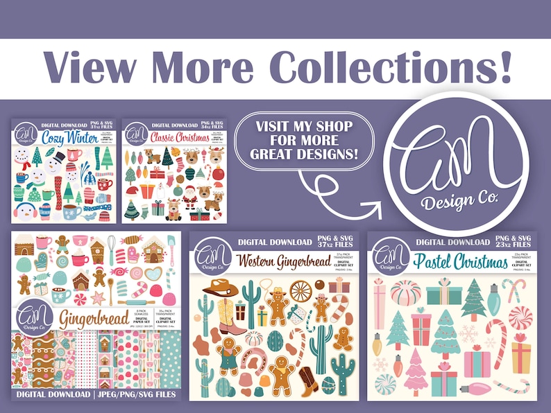 Gingerbread Clipart Bundle, Pink Christmas Clipart for Holiday Cards ...