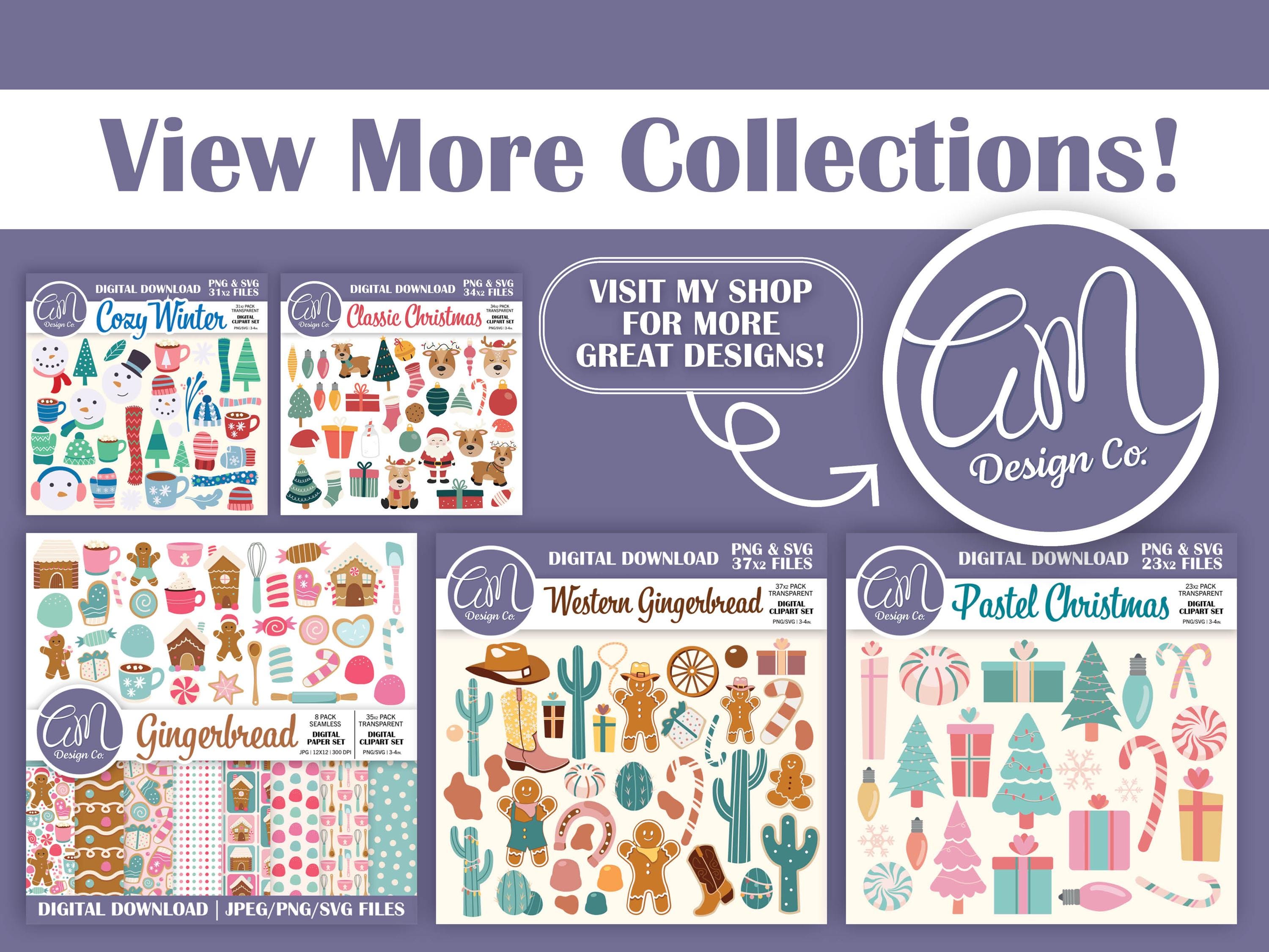 Gingerbread Clipart Bundle, Pink Christmas Clipart for Holiday Cards ...