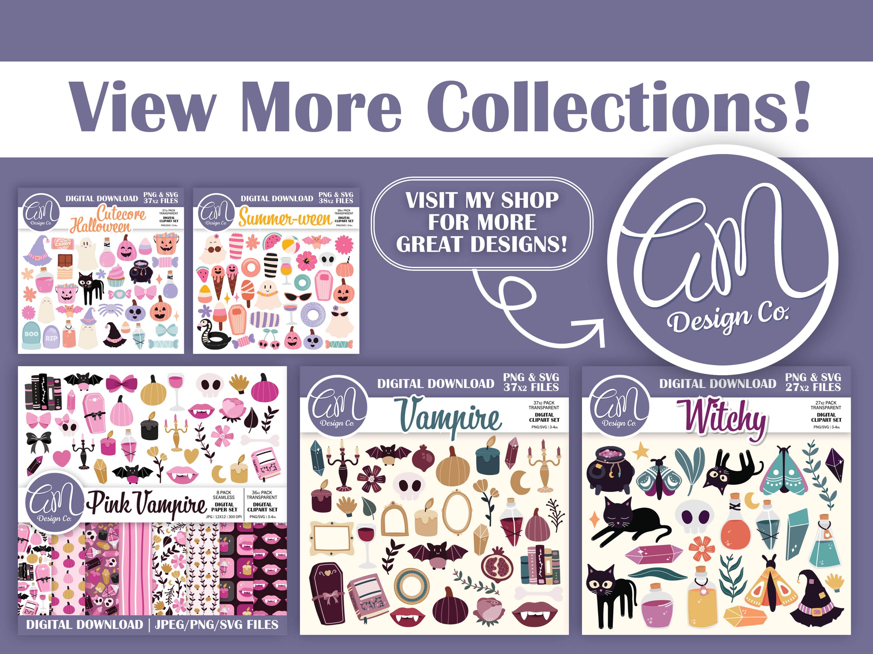 Pink Vampire Clipart Bundle, Spooky Halloween Clipart, Pastel Goth ...