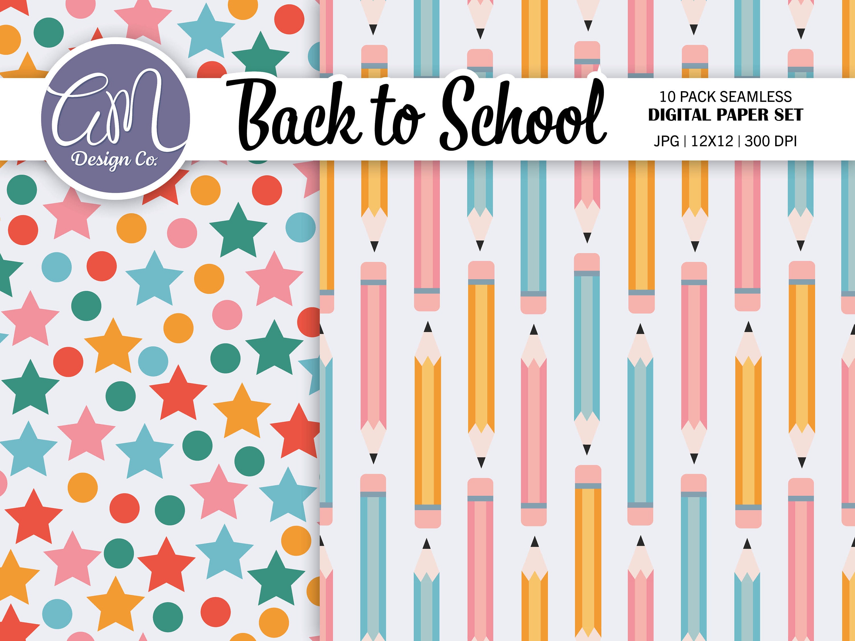 Back to School Digital Paper and Clipart Set, Teacher Clipart ...