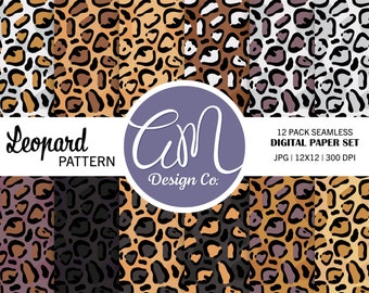 Leopard Cheetah Print Seamless Digital Paper Set of 18 - Etsy